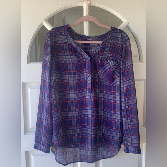 Tops | Shear Flannel Pattern Long Sleeve | Poshmark